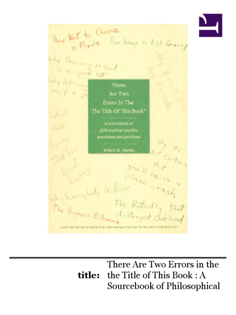 There Are Two Errors With The The Cover of This Book | PDF