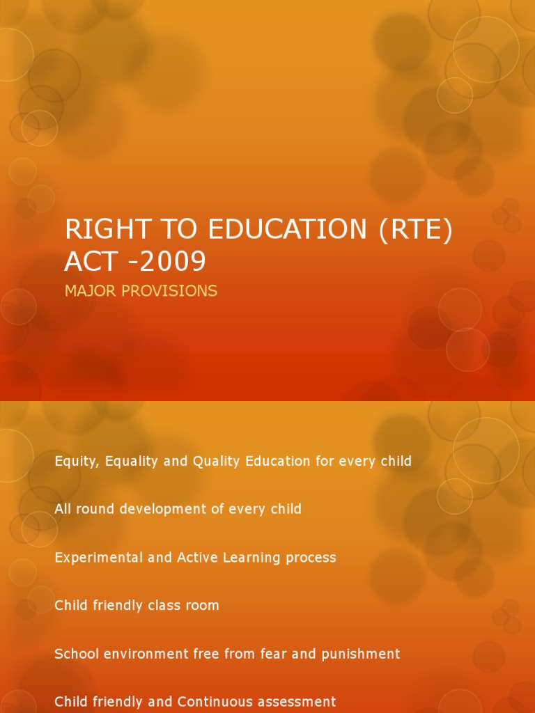 RTE Act 2009: Key Provisions and Principles | PDF | Career & Growth ...