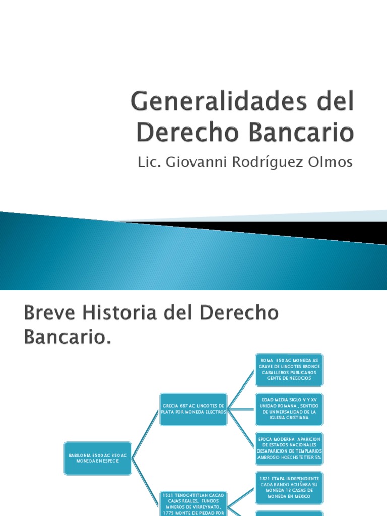 Generalidades Del Derecho Bancario | PDF | Bancos | México