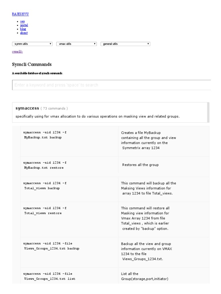 Symcli Commands - San - Rajeshvu | PDF | Online And Offline | Disk Storage