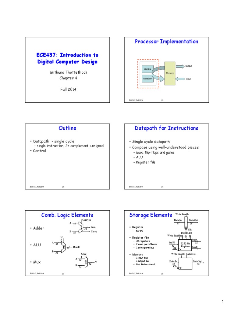Processor Implementation: ECE437: Introduction To Digital Computer Design | PDF | Central ...