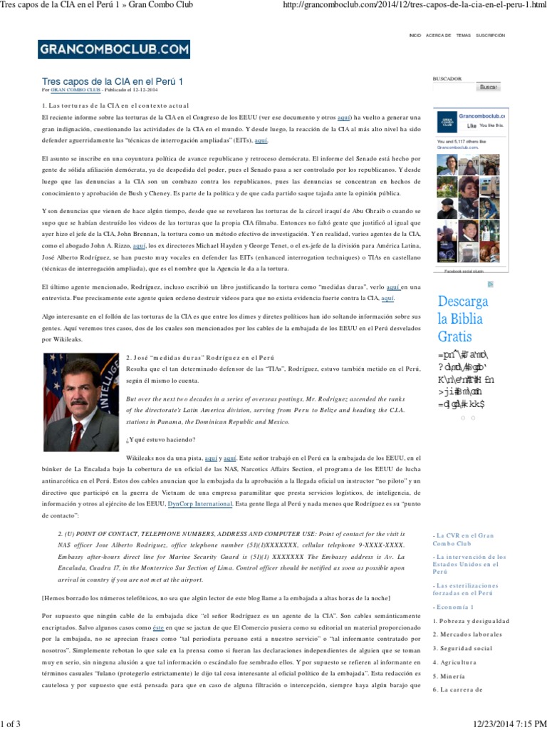 Tres capos de la CIA en Perú | PDF | Agencia Central de Inteligencia | Perú