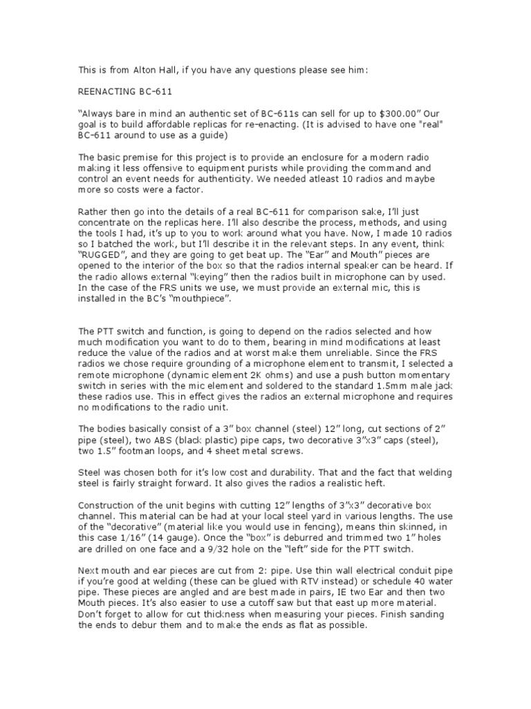 BC 611 Reproduction Instructions PDF | PDF | Sheet Metal | Pipe (Fluid ...