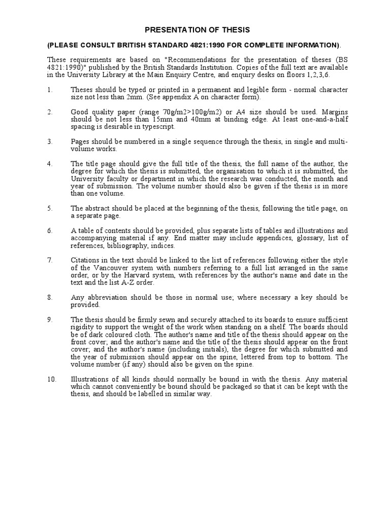 Presentation of Thesis Based On BRITISH STANDARD 4821:1990 | PDF ...