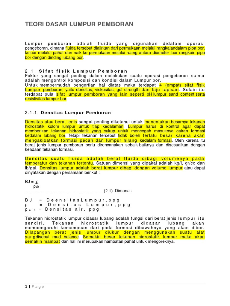 Teori Dasar Lumpur Pemboran | PDF