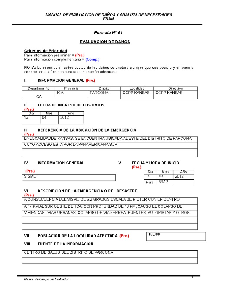 Manual de Evaluacion de Daños y Analisis de Necesidades Edan | PDF | Control de inundaciones ...