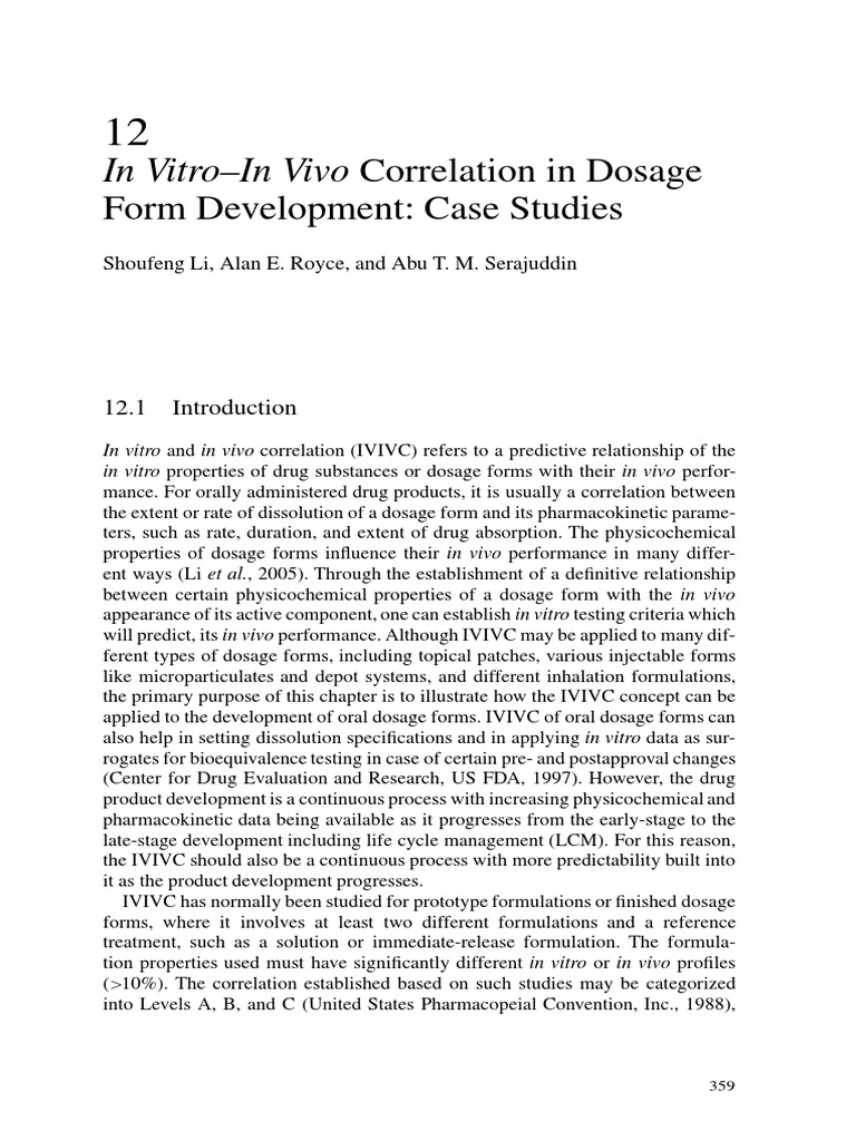 Invitro-Invivo Correlation in Dosage Form Development | PDF ...