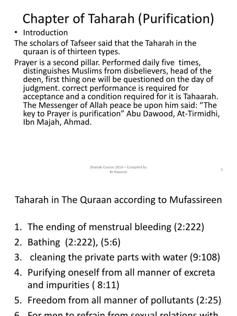Chapter of Taharah (Purification) 2010 PP | PDF | Circumcision | Sexually Transmitted Infection