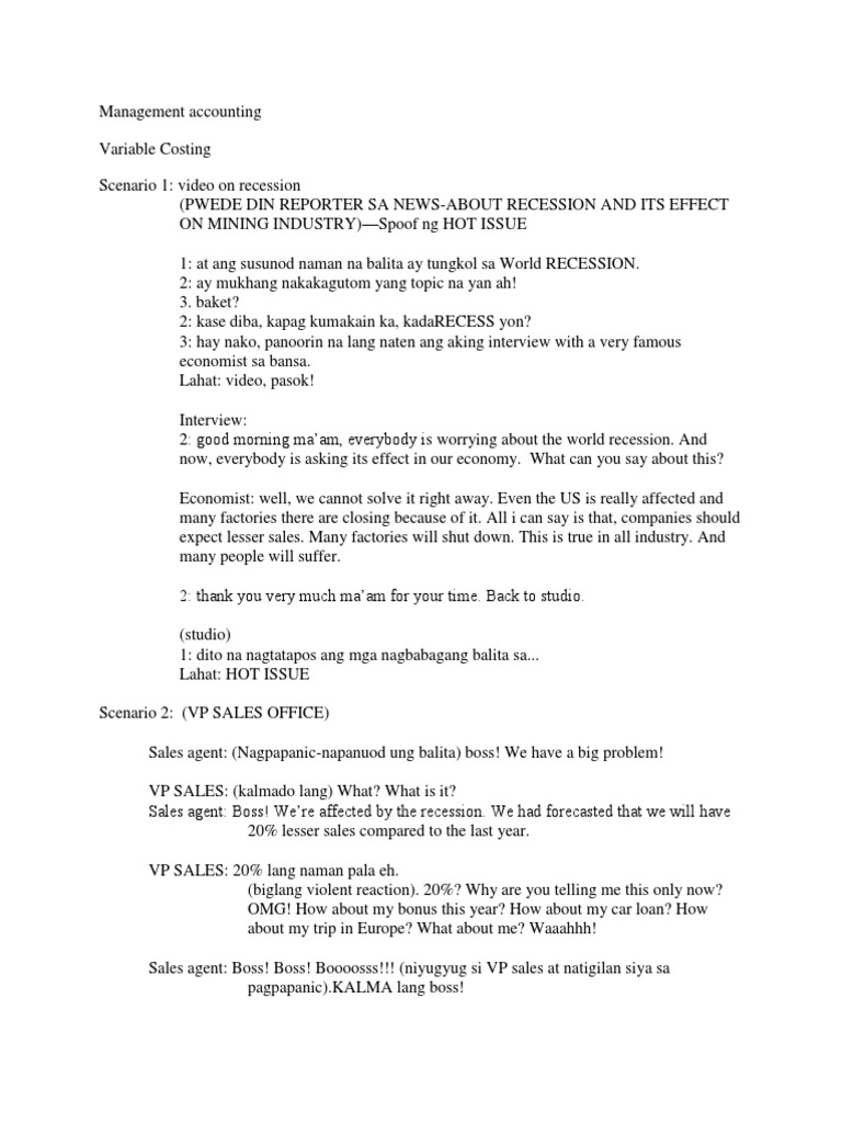 Management Accounting Script | PDF | Inventory | Business