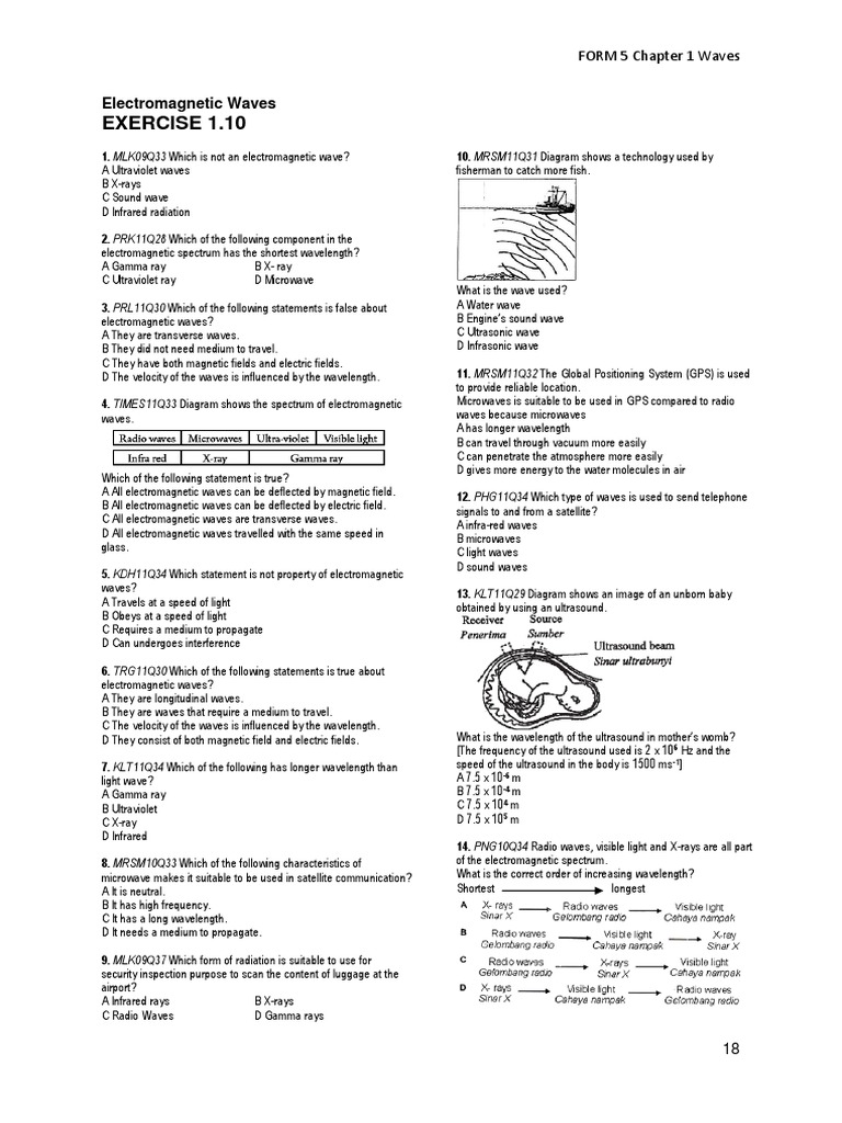 Electromagnetic Waves Exercise | PDF | Electromagnetic Radiation | Electromagnetic Spectrum