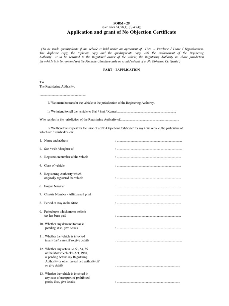 Application NOC Sample | PDF | Public Law | Common Law