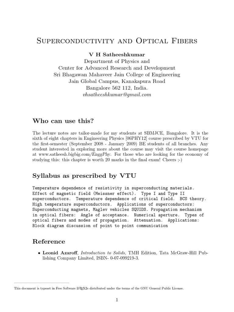 Superconductivity and Optical Fibers: Who Can Use This? | Download Free PDF | Superconductivity ...