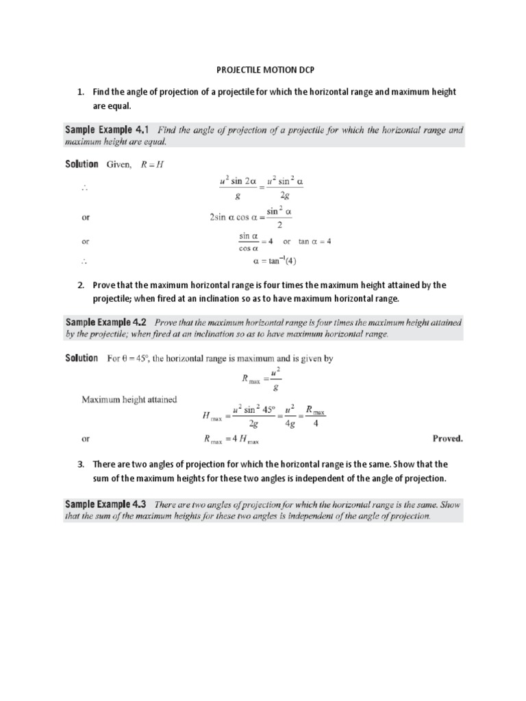 Projectile Motion | PDF | Acceleration | Trajectory