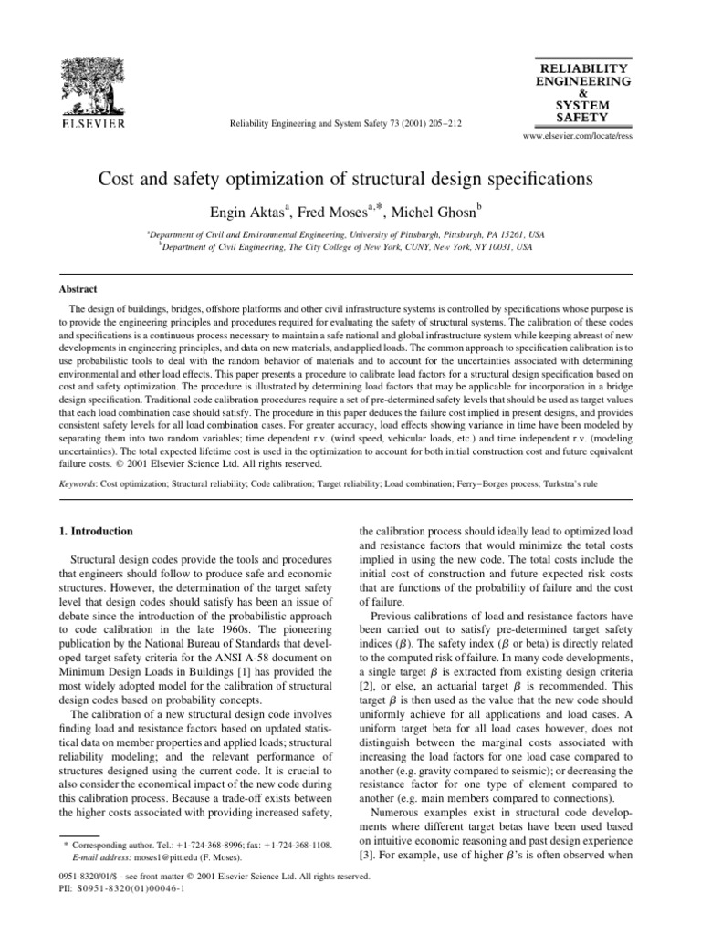 Cost and Safety Optimization of Structural Design Specifications | PDF | Structural Load ...