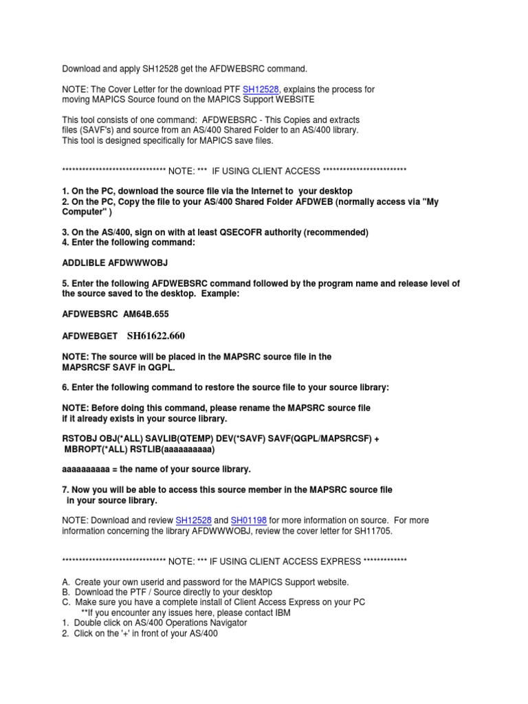 Steps To Upload The Source To AS400 Via ISeries Navigator | PDF | Ibm ...
