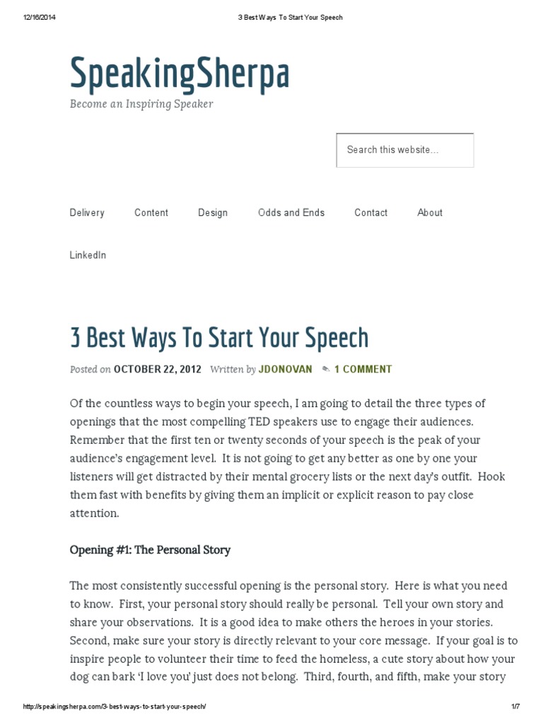 3 Best Ways To Start Your Speech | PDF