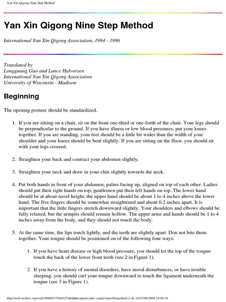 Yan Xin Qigong Nine Step Method | PDF | Breathing | Qigong