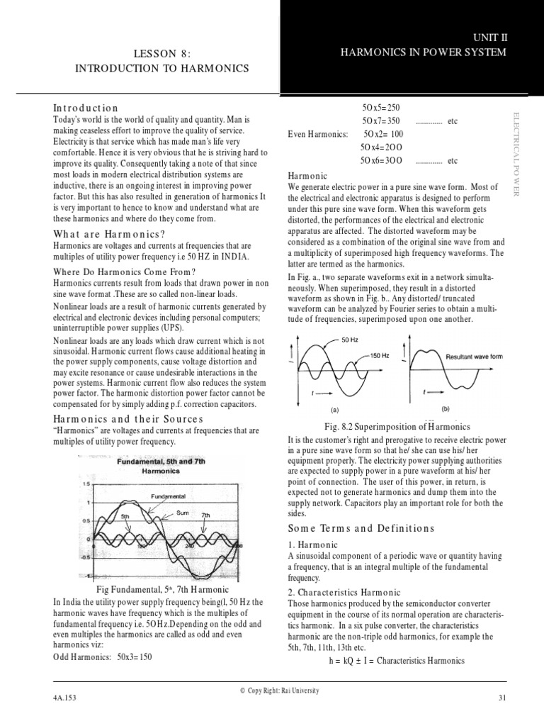 Lesson 8: Introduction To Harmonics: Unit Ii Harmonics in Power System ...