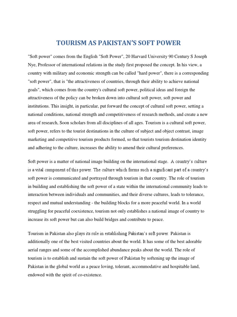 Tourism As Soft Power of Pakistan | PDF | Soft Power | Pakistan