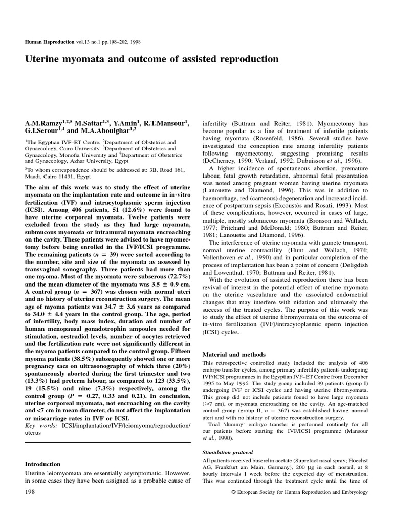 Uterine Myomata | Multiple Births | In Vitro Fertilisation