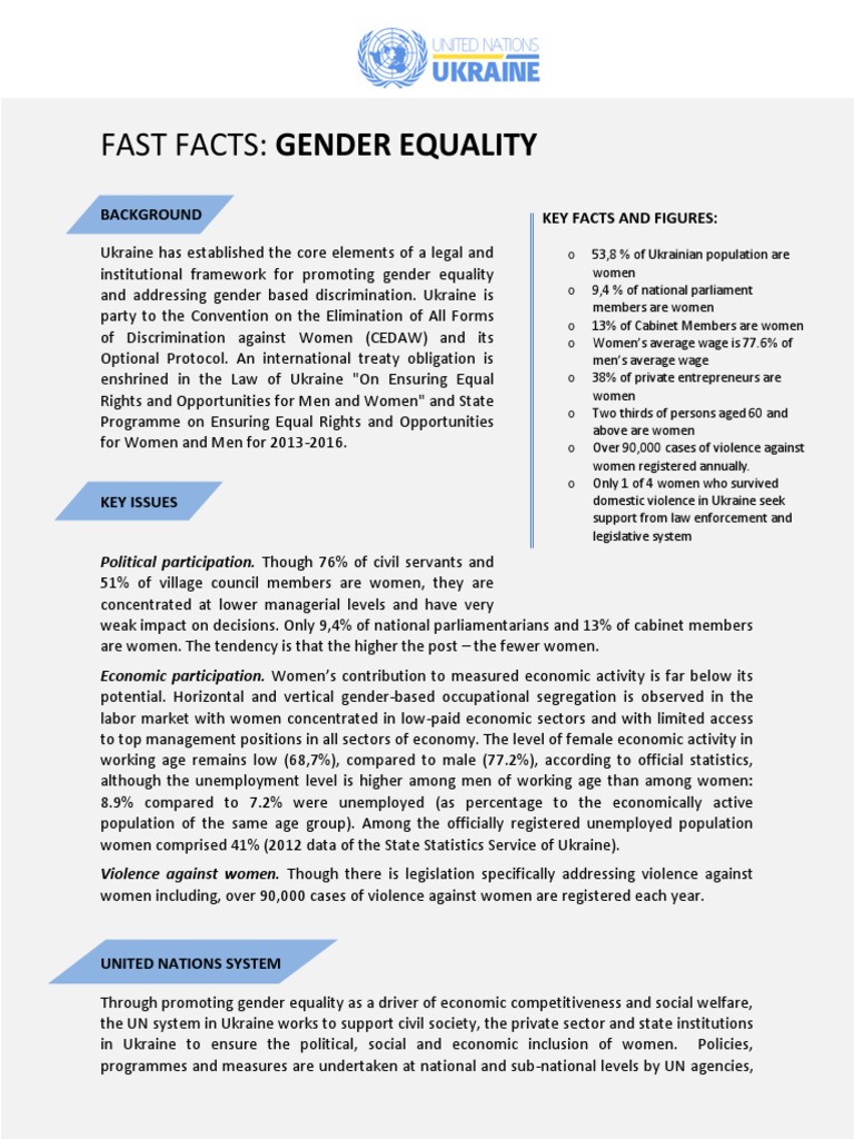 Fast Facts: Gender Equality: Background Key Facts and Figures | PDF ...