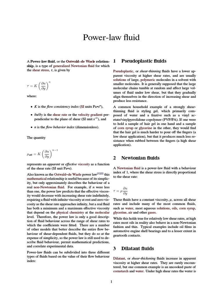 Power Law Fluid | PDF | Physical Sciences | Applied And ...