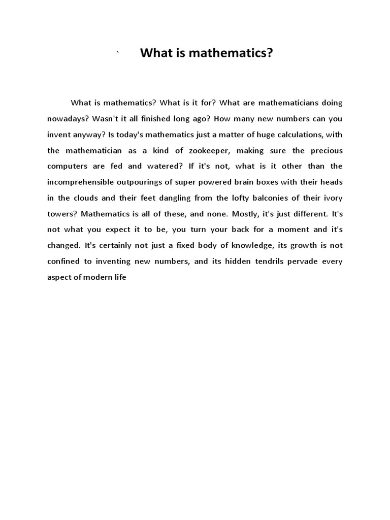 What Is Mathematics | PDF