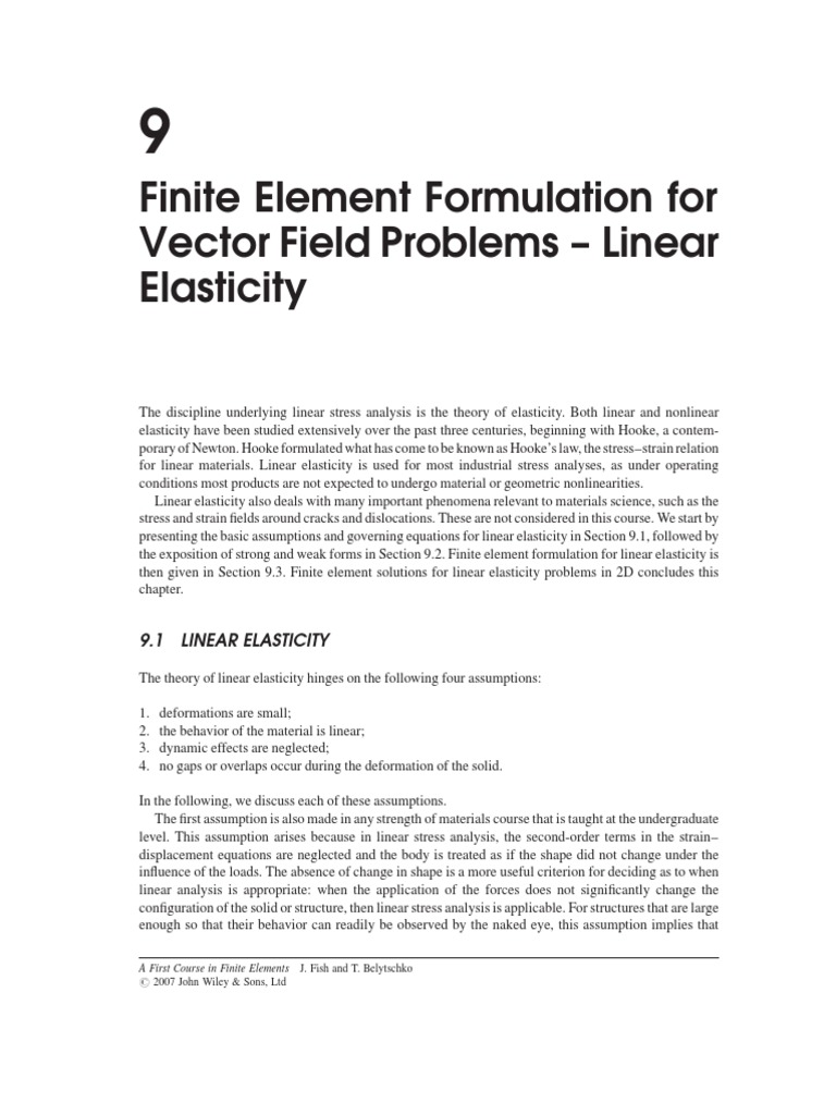 Finite Element Formulation For Vector Field Problems - Linear Elasticity | PDF | Linear ...