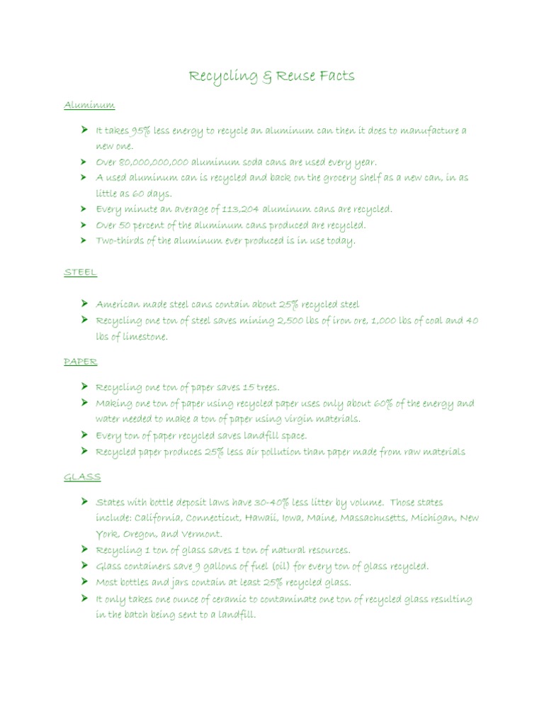 Recycling & Reuse Facts | PDF