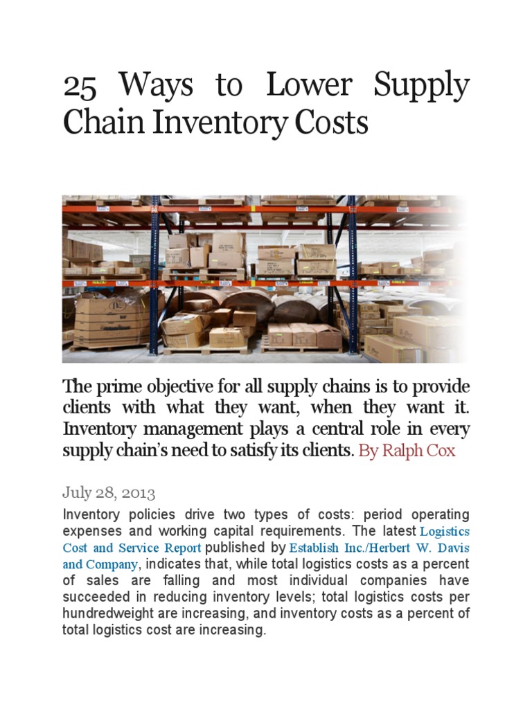 25 Strategies to Cut Inventory Costs | PDF | Inventory | Prices
