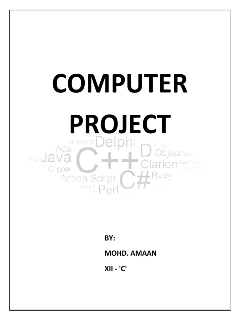 Computer Project: Mohd. Amaan XII - 'C' | PDF | Computer Programming | Computing