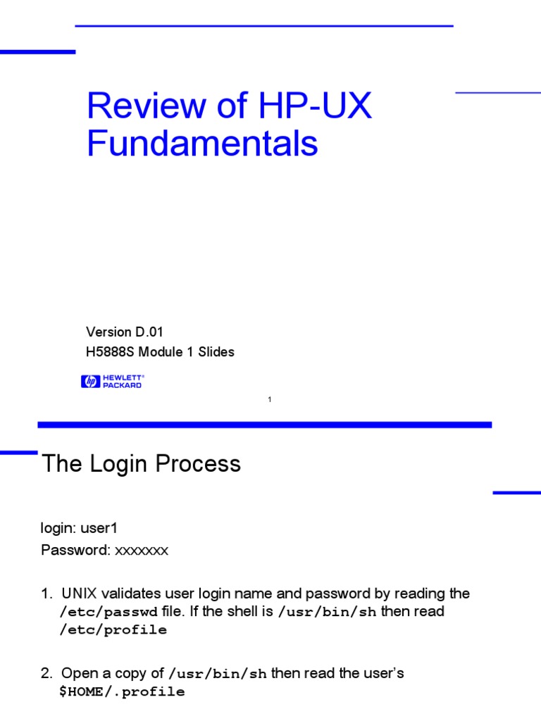Review of HP-UX Fundamentals: Version D.01 H5888S Module 1 Slides | PDF ...