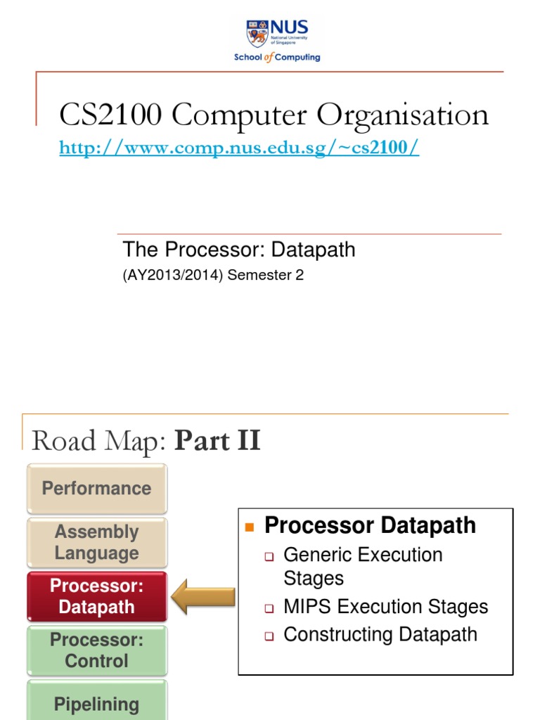 cs2100 14 Datapath | PDF | Instruction Set | Central Processing Unit