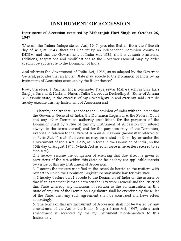 Instrument of Accession | Download Free PDF | Social Institutions ...