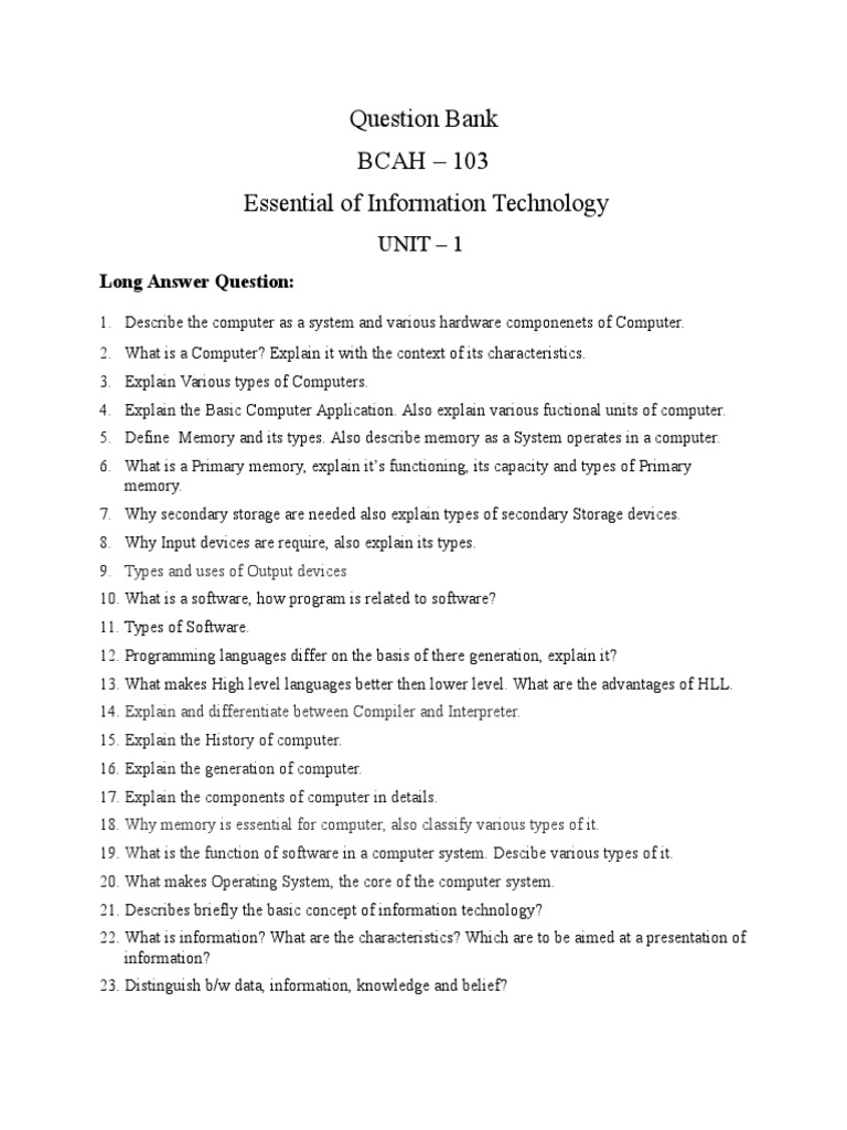 Question Bank Final | PDF | Computer Data Storage | Read Only Memory
