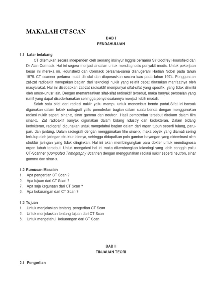 Pemahaman dan Kegunaan CT Scan | PDF