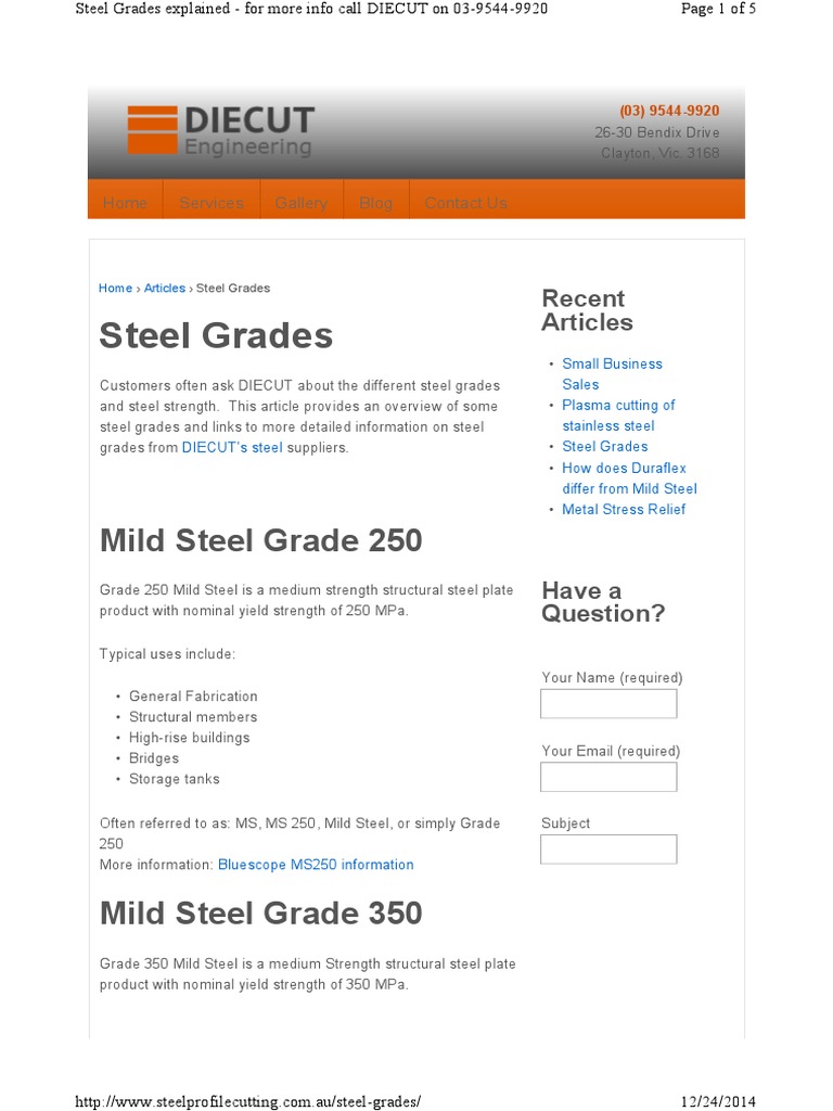 Www.steelprofilecutting.com.Au Steel-grades | Structural Steel ...