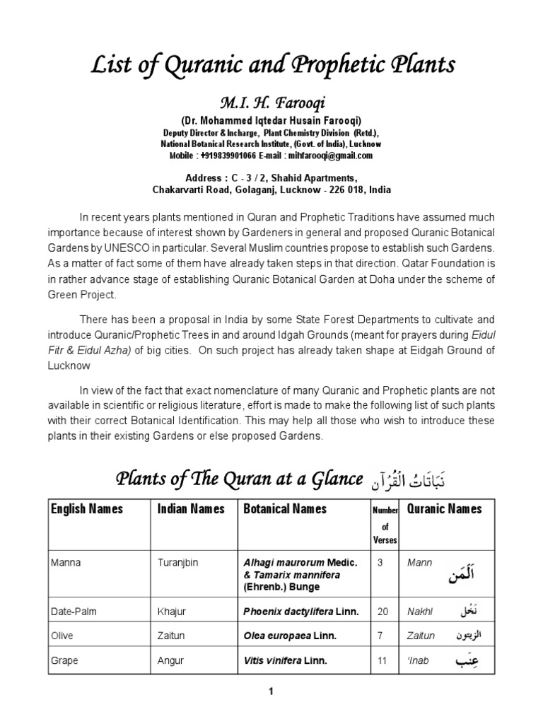 Quranic Prophetic Plants 2013 | Quran | Edible Plants