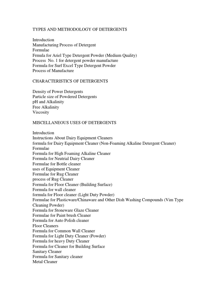 Detergents Formulations Ebook | PDF | Detergent | Surfactant
