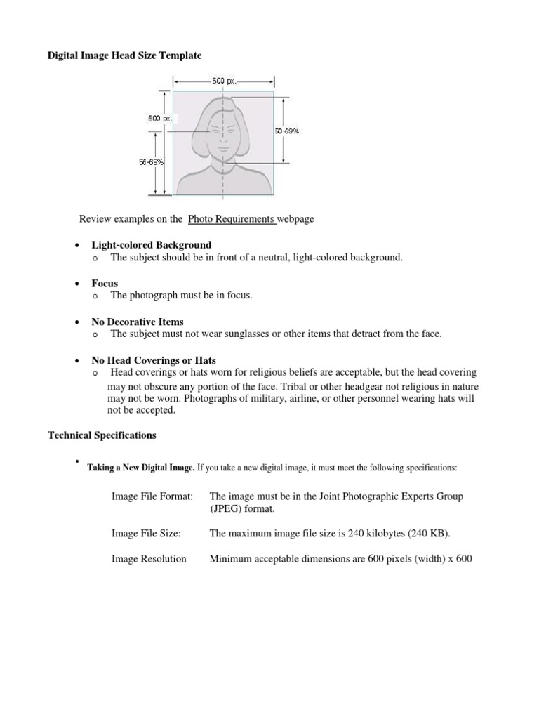 Digital Image Head Size Template | PDF