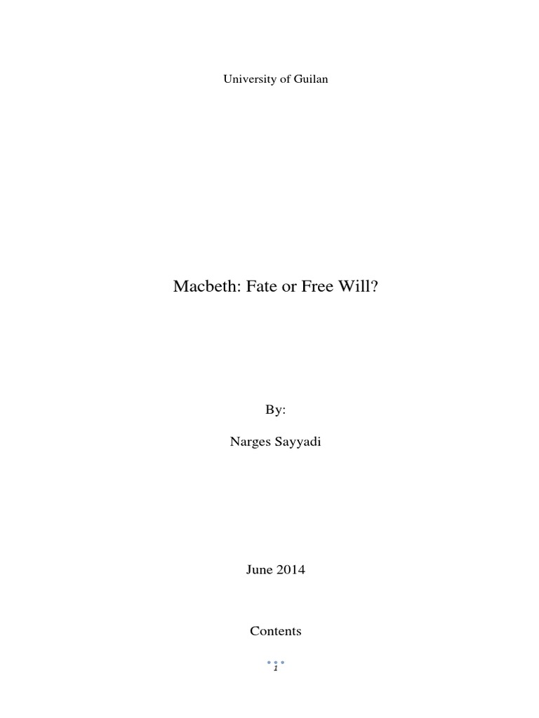 Macbeth: Fate vs Free Will Analysis | PDF | Macbeth | Free Will