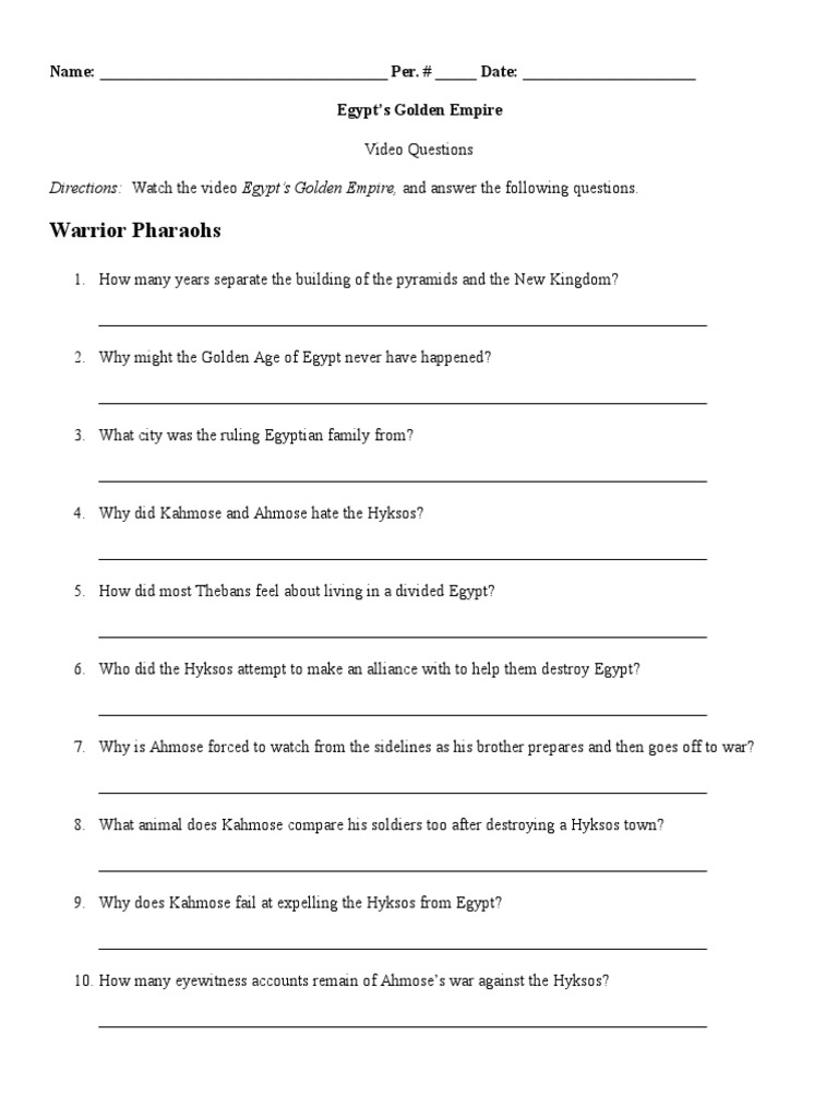 Ancient Egypt Video Study Guide | PDF | Akhenaten | Hatshepsut