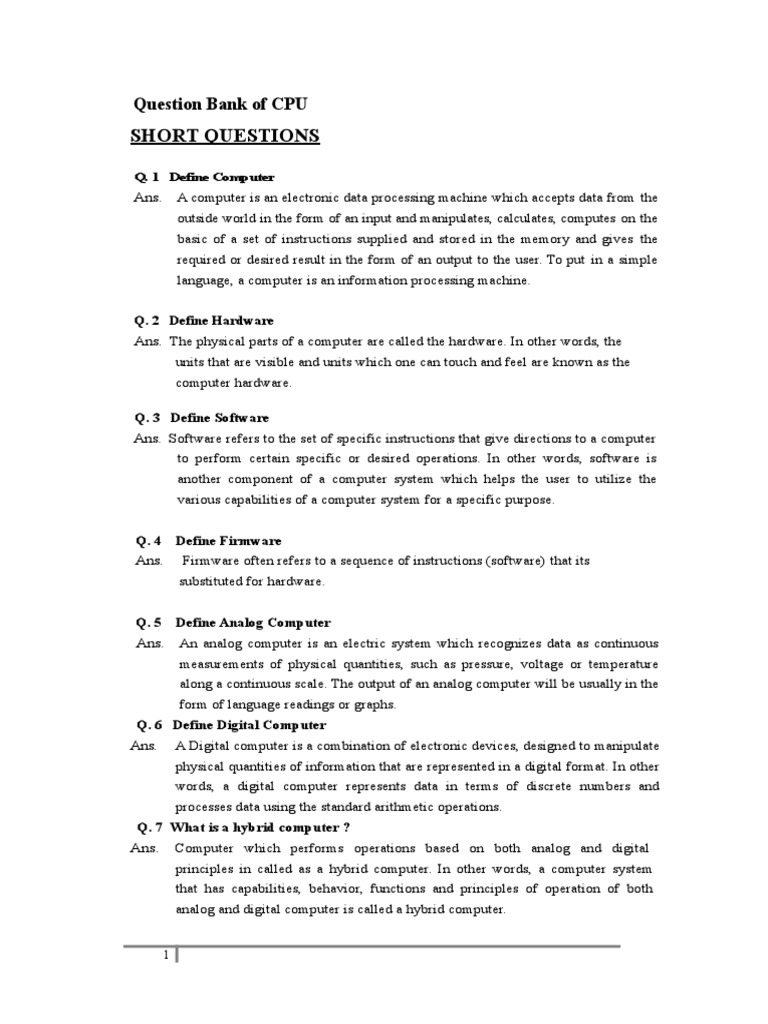 Question Bank of CPU C Programming | PDF | Control Flow | Integer (Computer Science)
