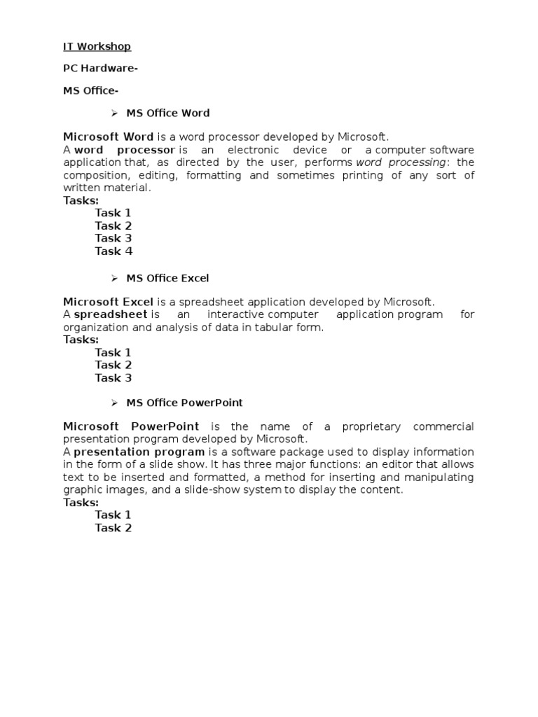 Ms Office Workshop Guide Pdf Microsoft Office Microsoft Word