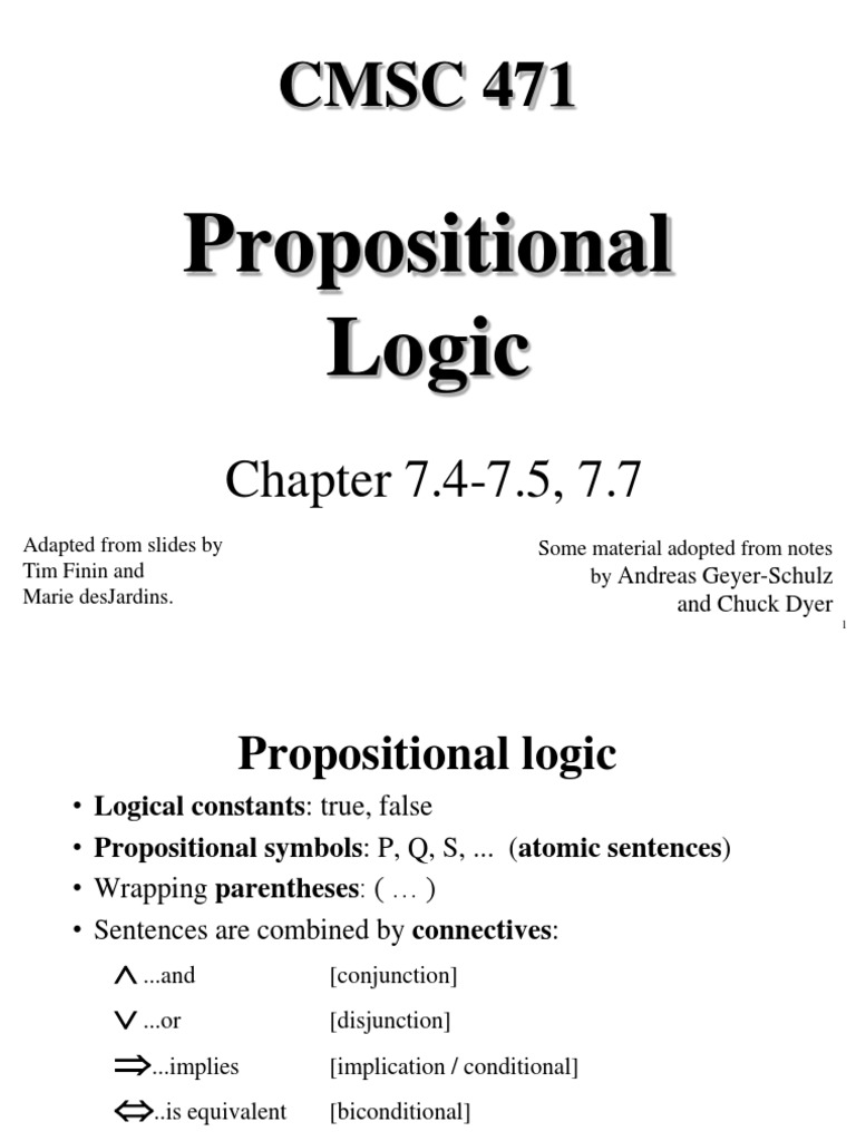 Propositional Logic | PDF | Inference | Interpretation (Logic)