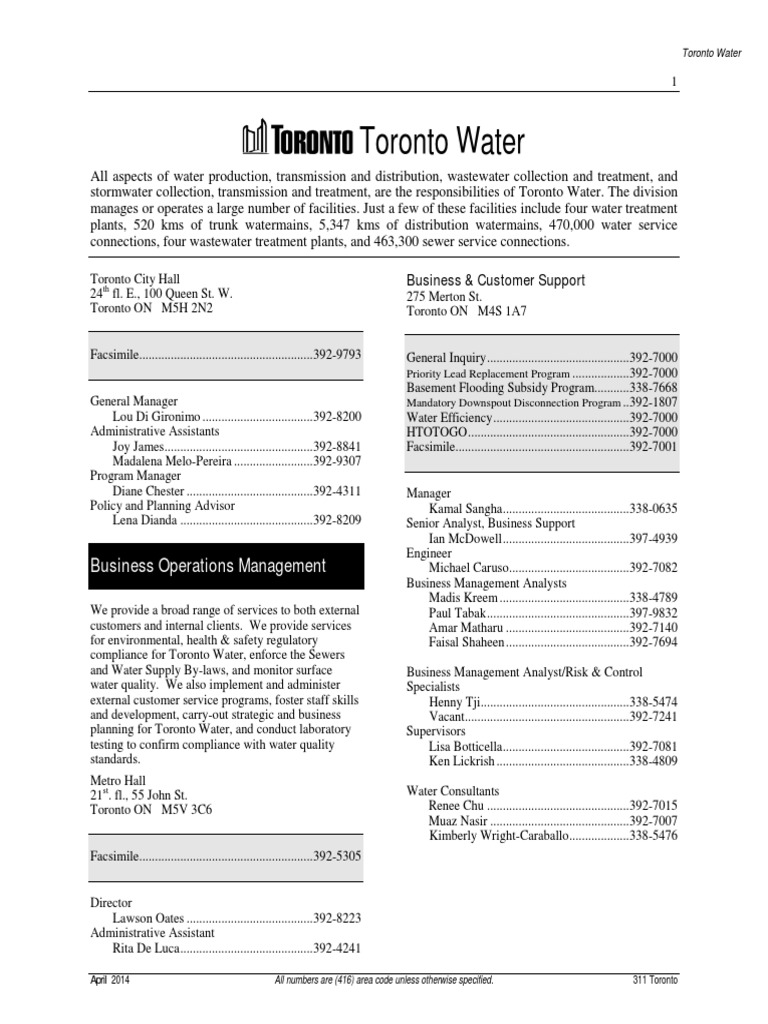 Toronto Water | PDF | Sanitary Sewer | Water Supply Network