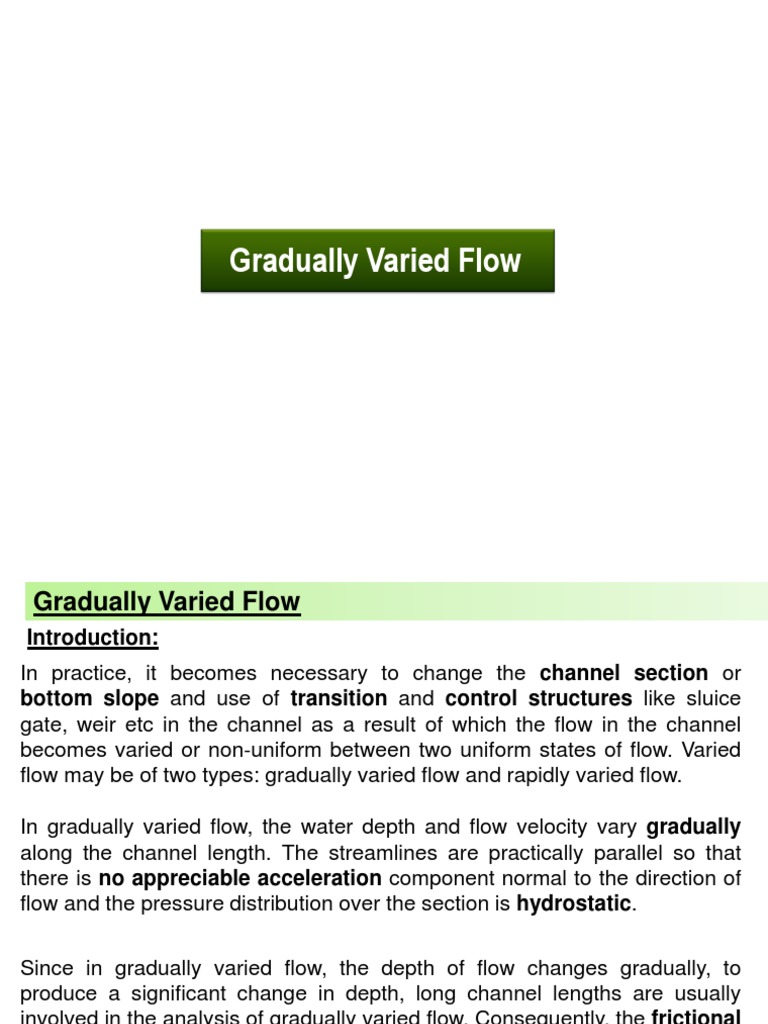 Gradually Varied Flow | PDF | Slope | Continuum Mechanics