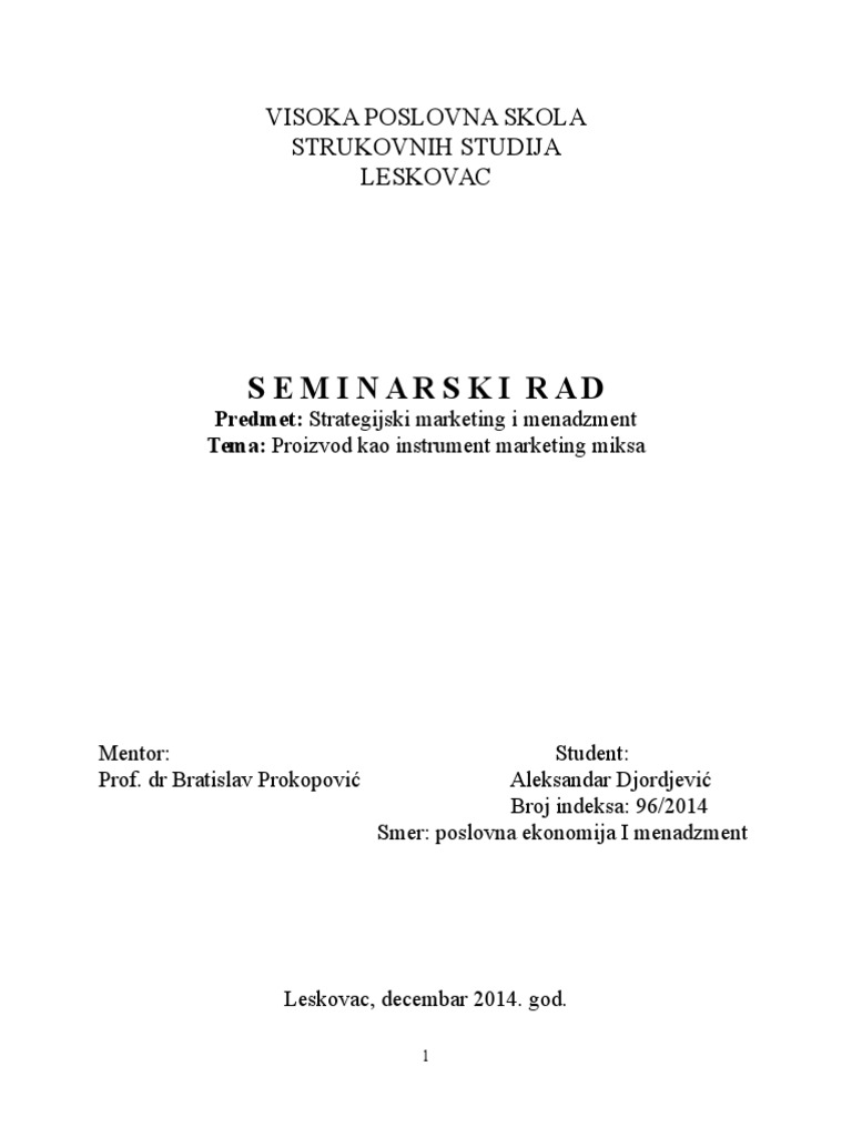 Proizvod Kao Instrument Marketing Miksa | PDF