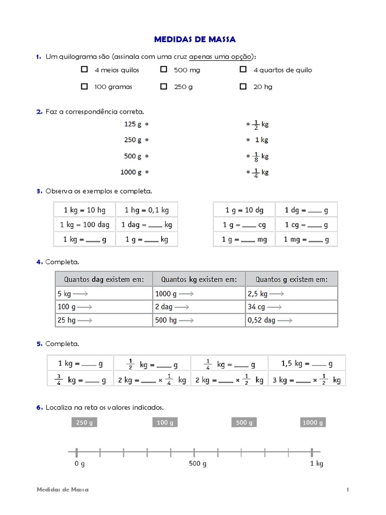 Medidas de Massa | PDF | Quilograma | Massa