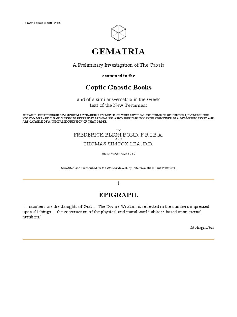 Gematria | PDF | Gnosis | Number Of The Beast
